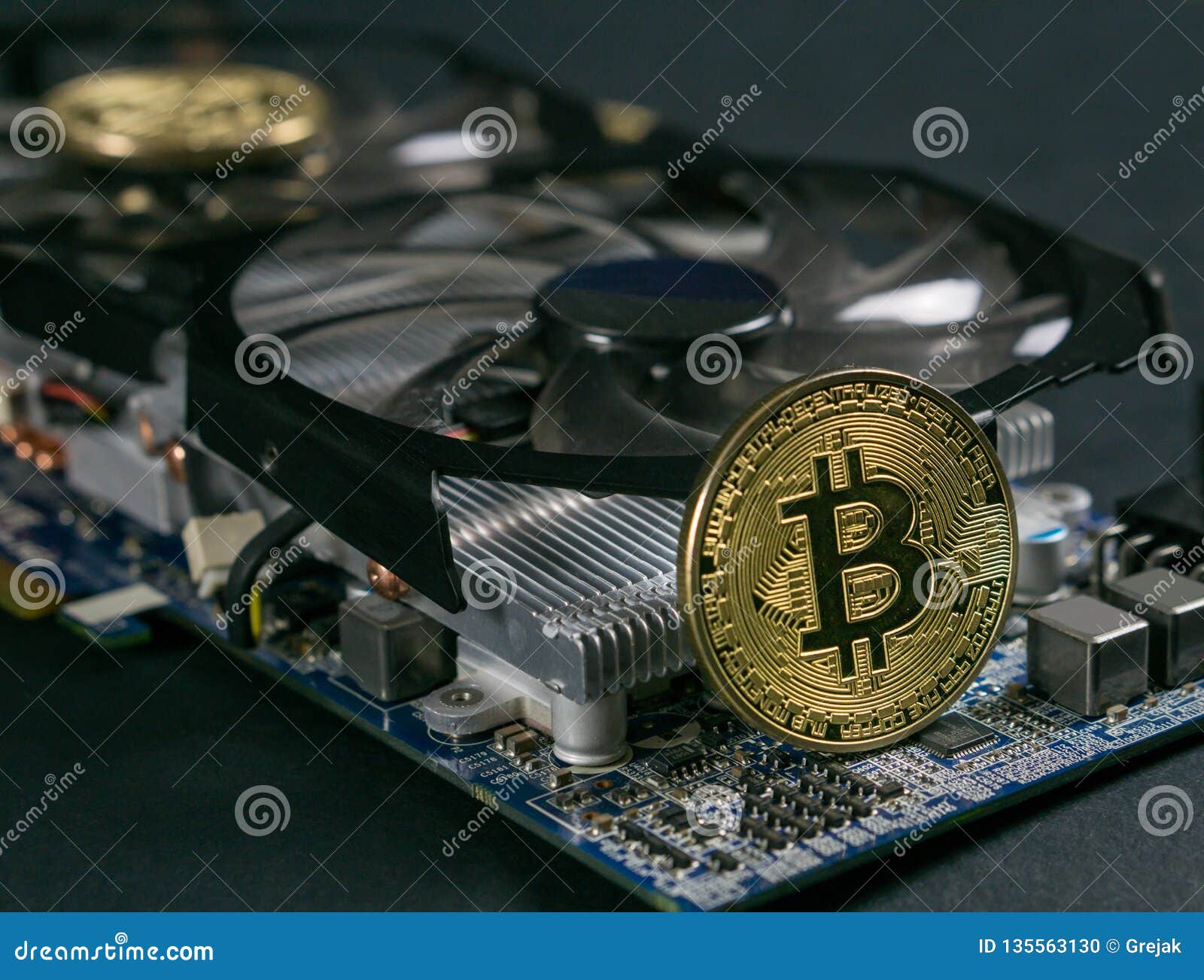Bitcoin Coin on GPU, Cryptocurrency Mining Using Graphic Cards Stock ...