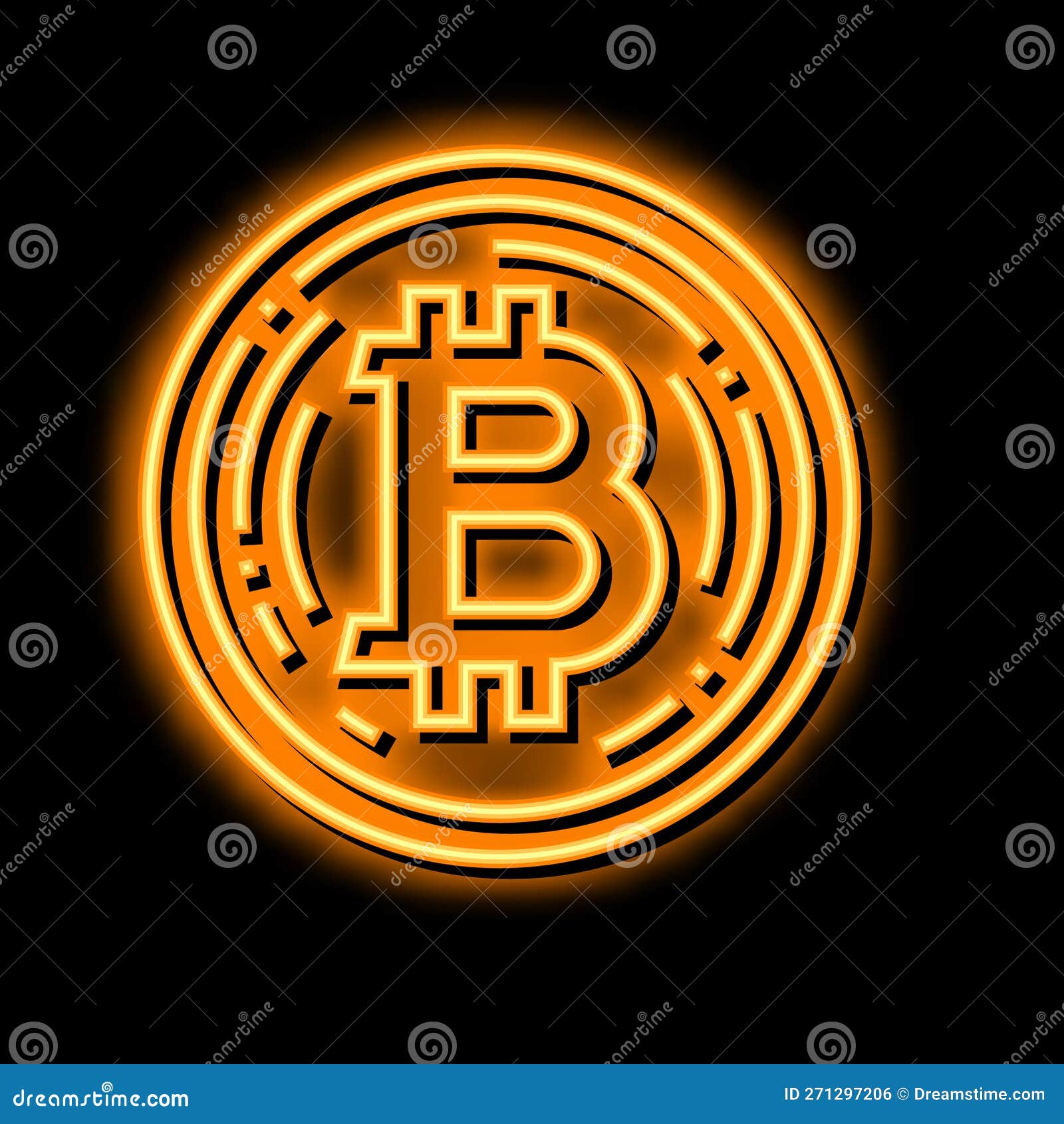 Bitcoin Cryptocurrency Neon Glow Icon Illustration Stock Vector ...