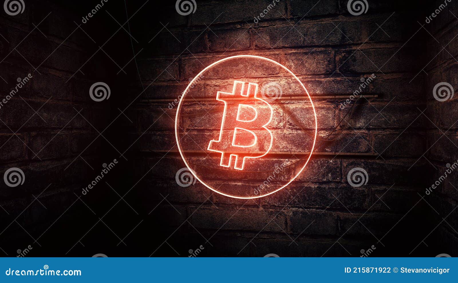 Bitcoin Cryptocurrency Neon Sign Mounted on the Brick Wall Stock Photo ...