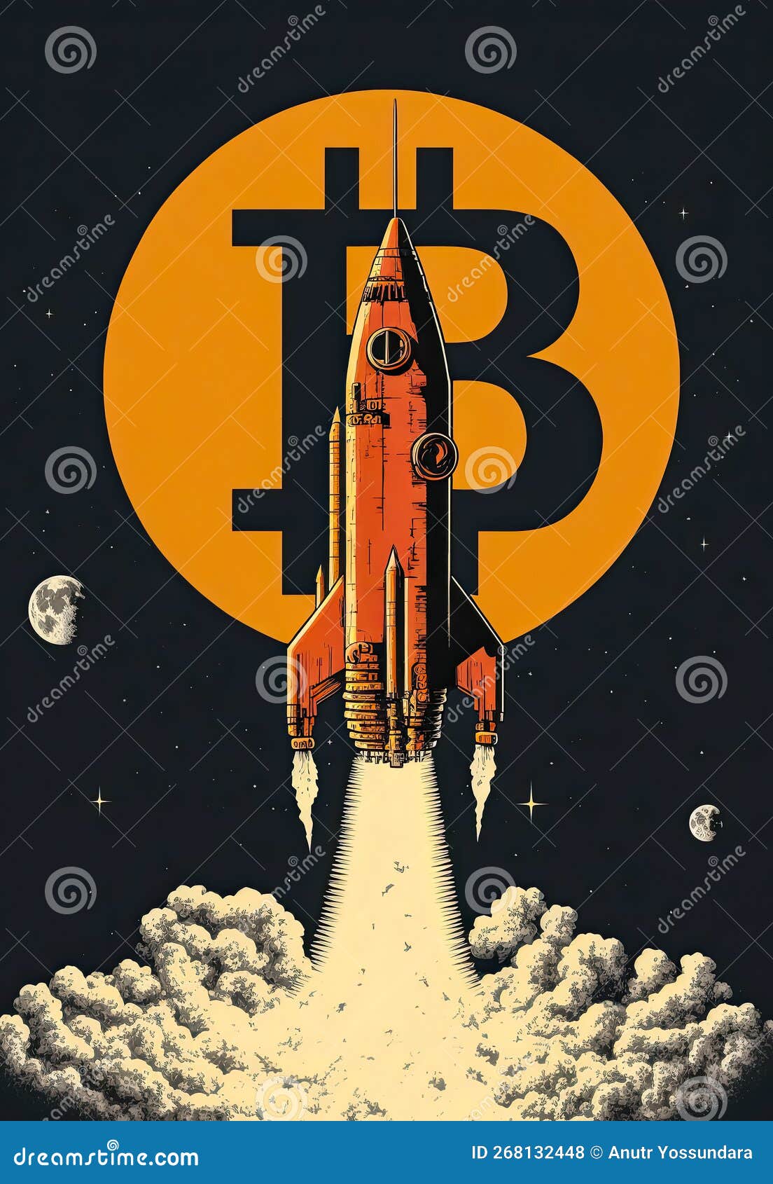 Bitcoin Cryptocurrency Rocket Shooting To the Moon, Generative AI Stock ...