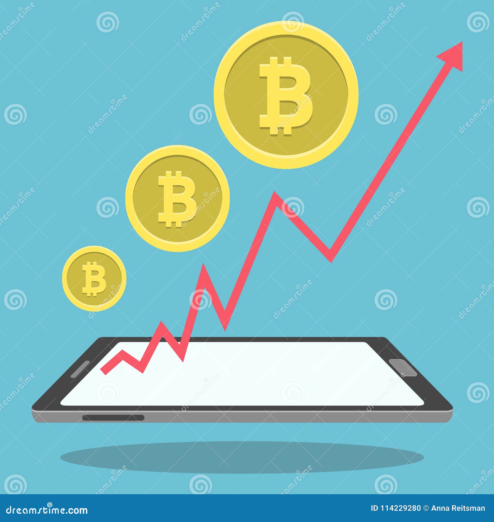 Bitcoin Cryptocurrency Statistical Chart, Growing Graph Stock Vector ...