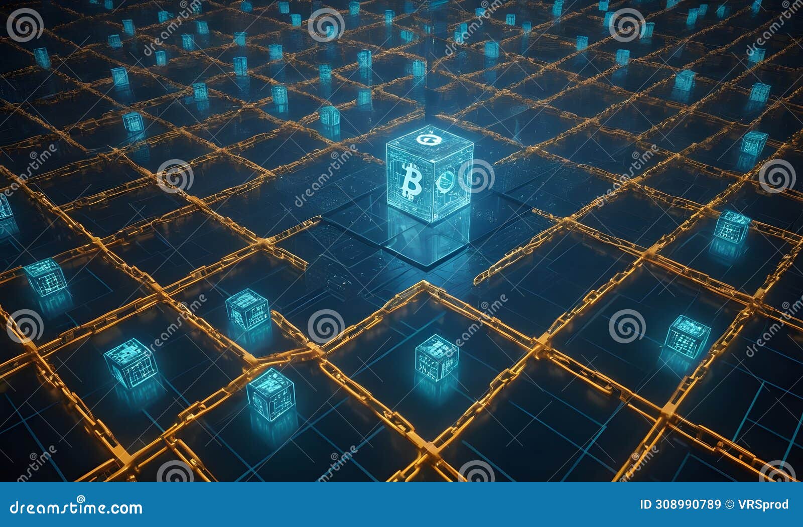 Bitcoin S Network of Golden Chains AI Generative Stock Image - Image of ...