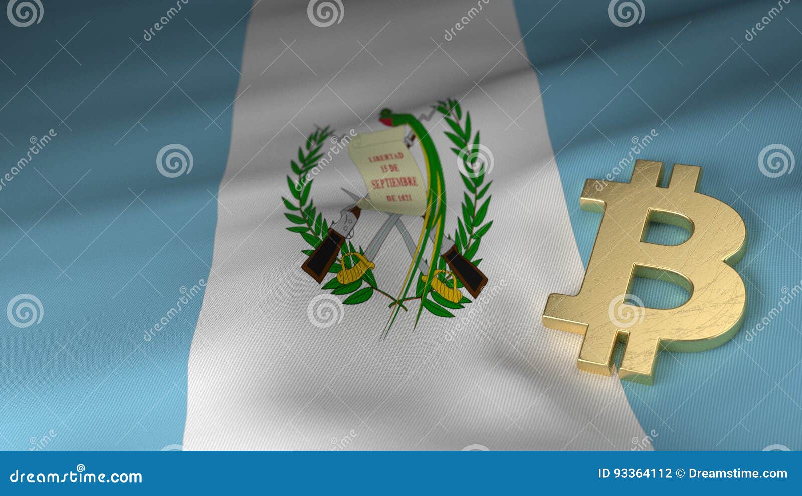 Bitcoin Currency Symbol on Flag of Guatemala Stock Illustration ...