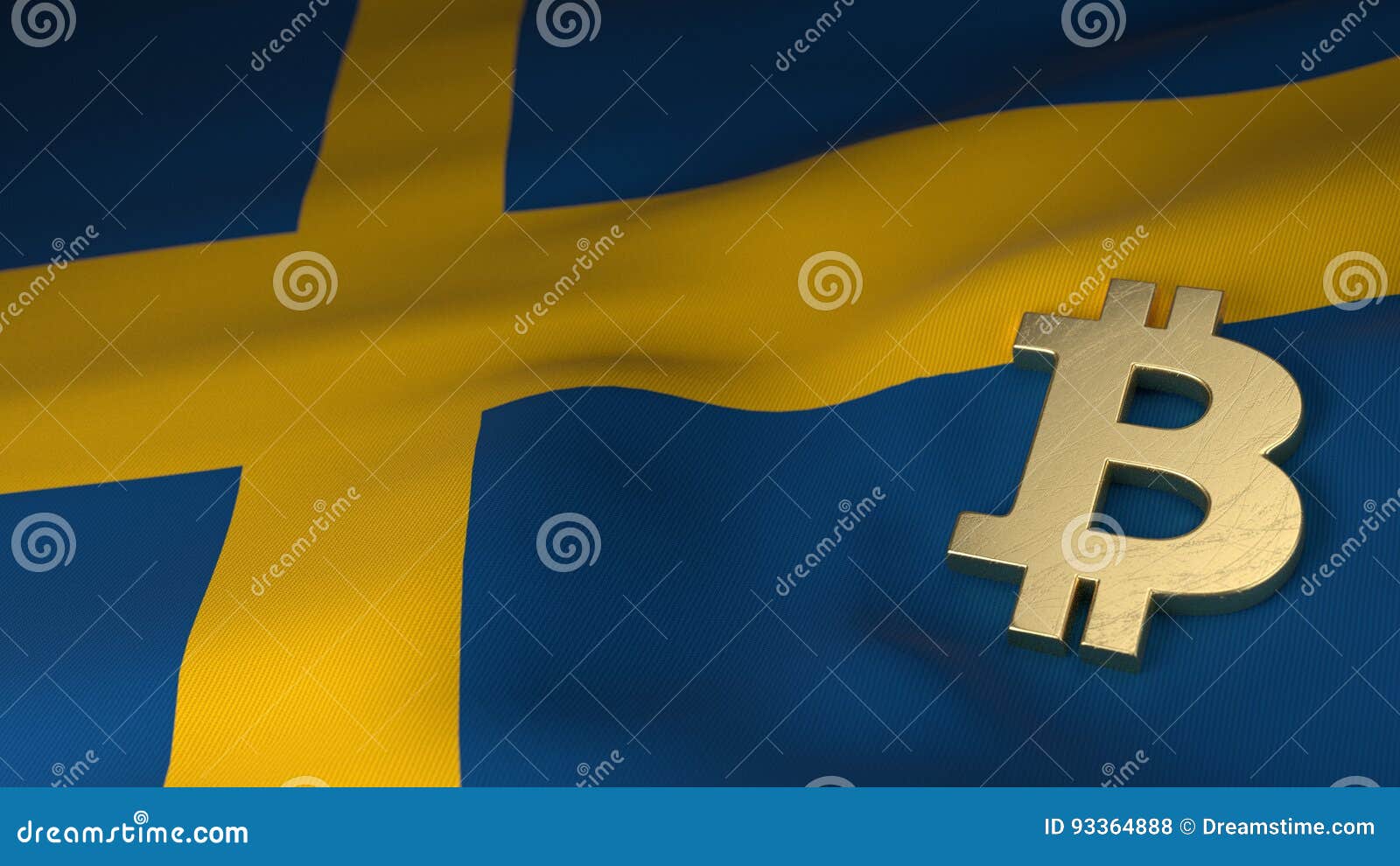 Bitcoin Currency Symbol on Flag of Sweden Stock Illustration ...