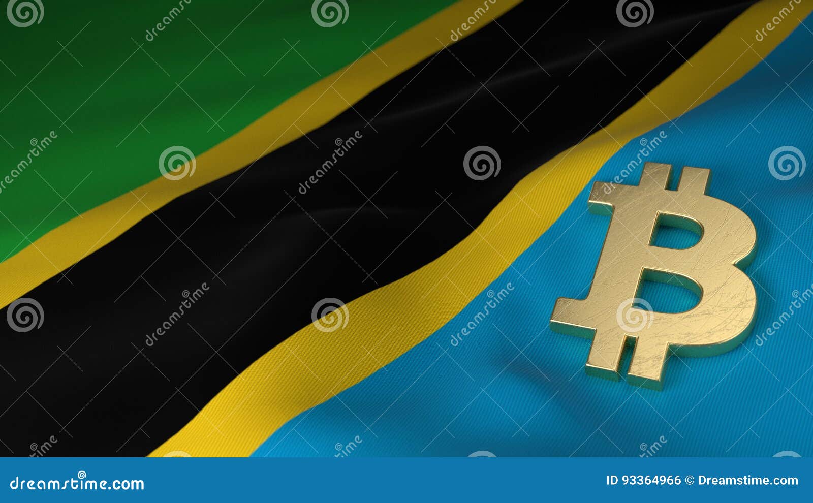 Bitcoin Currency Symbol on Flag of Tanzania Stock Illustration ...