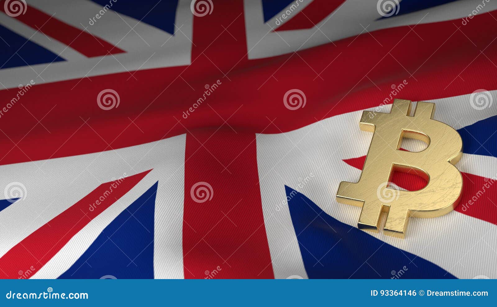 Bitcoin Currency Symbol on Flag of United Kingdom Stock Illustration ...
