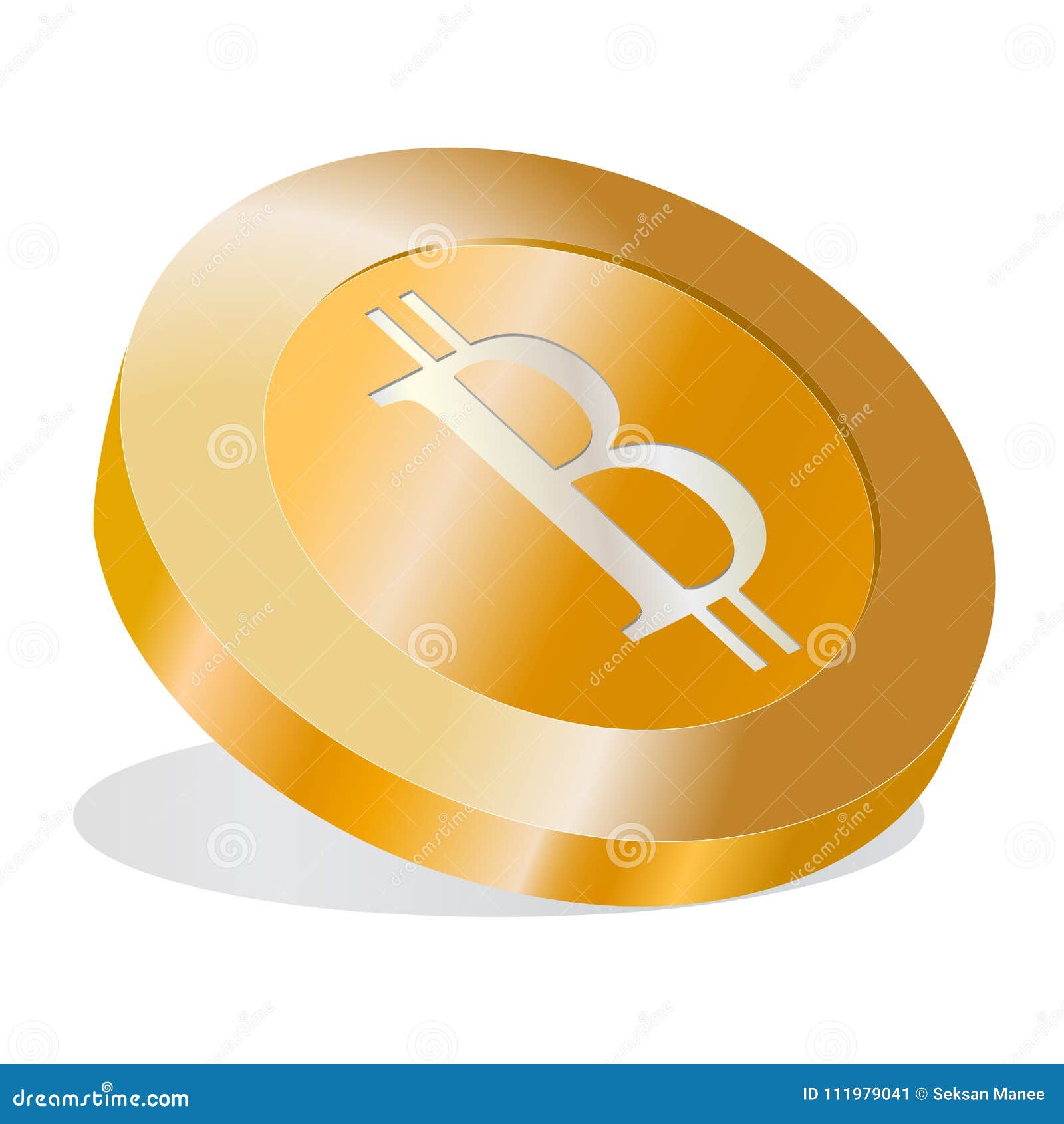 Bitcoin 3D Solid Gold With Light Reflection On Surface With Shadow ...