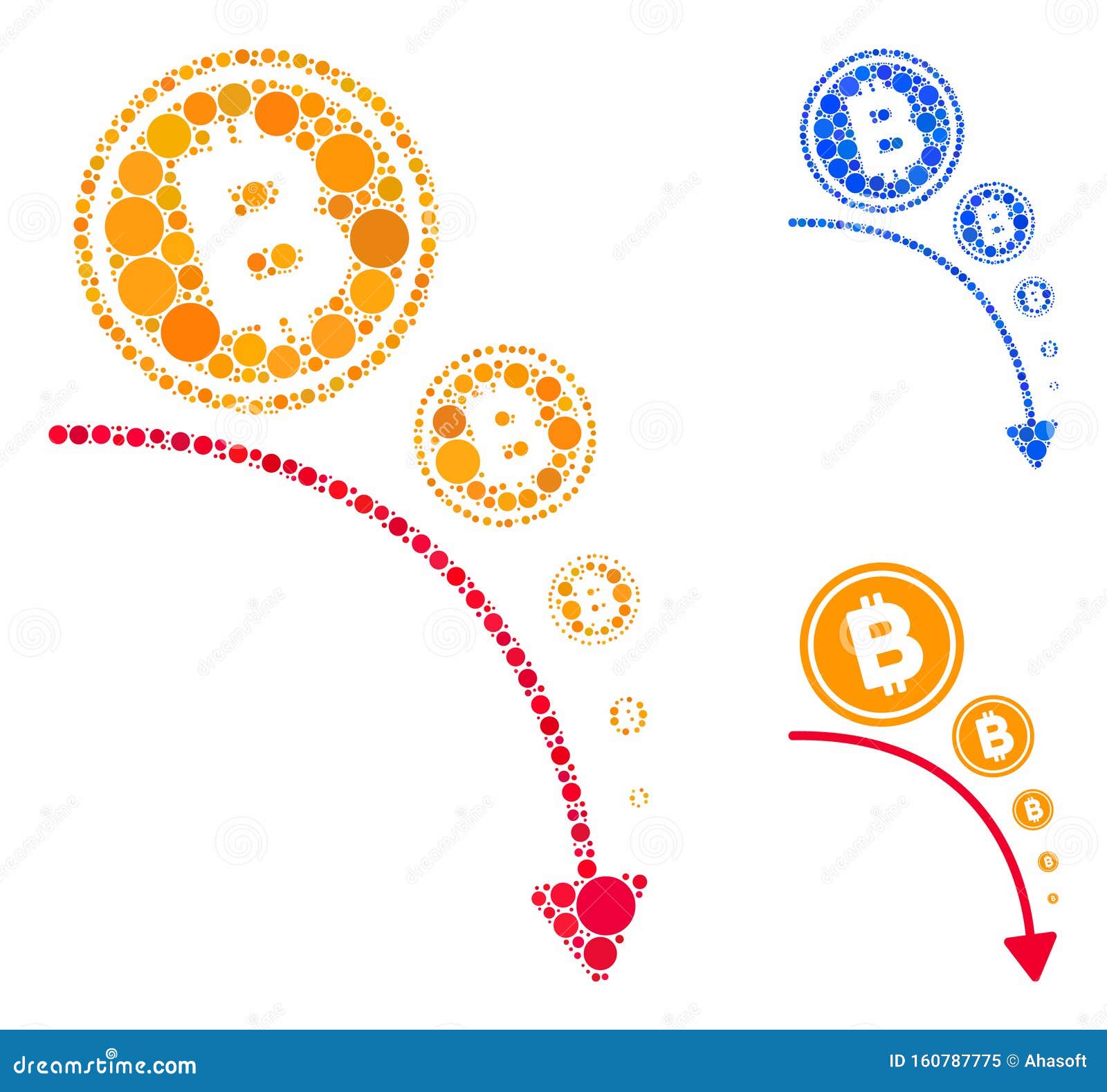 Bitcoin Deflation Trend Mosaic Icon of Spheric Items Stock Vector ...