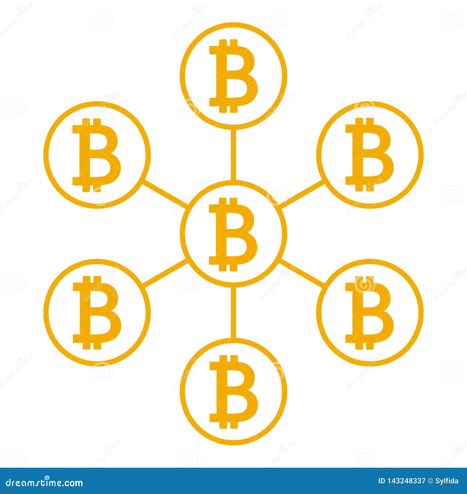 Bitcoin Del Esquema De La Red, Icono De La Base De Datos Vector Stock ...
