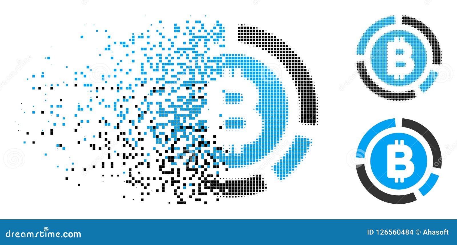 Destructed Pixel Halftone Bitcoin Diagram Icon Stock Vector ...