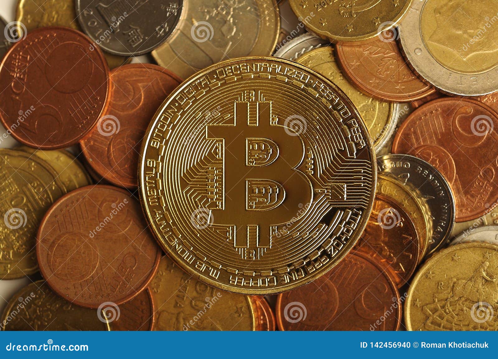 Bitcoin with Different Coins, Background. Stock Photo - Image of ...
