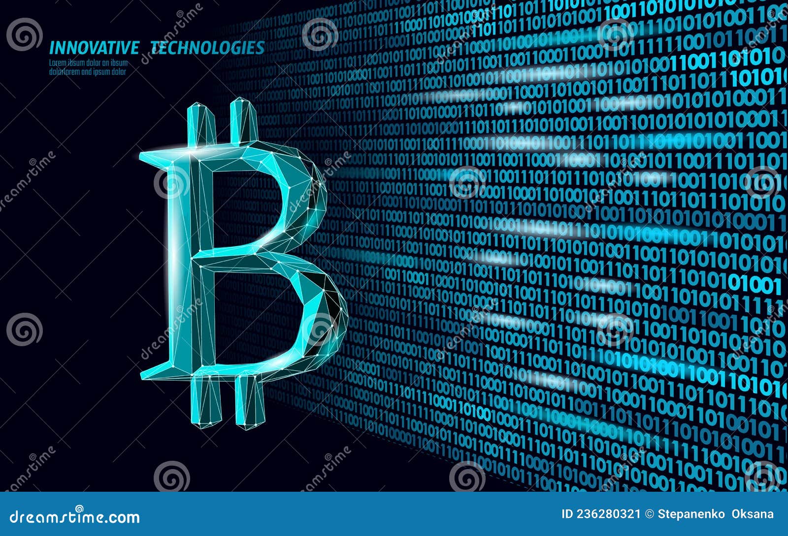 Bitcoin Digital Cryptocurrency Sign 3D Symbol. Big Data Information ...
