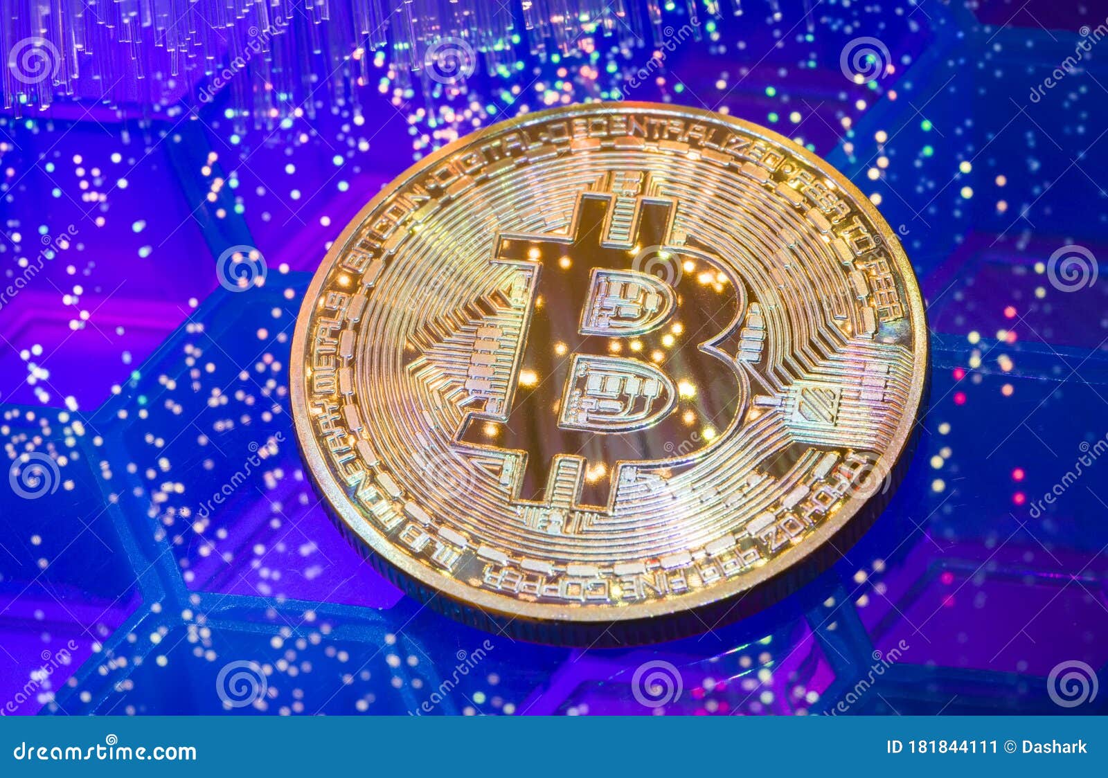 Bitcoin Digital Currency or Virtual Money on Fiber Optic,Block Chain ...