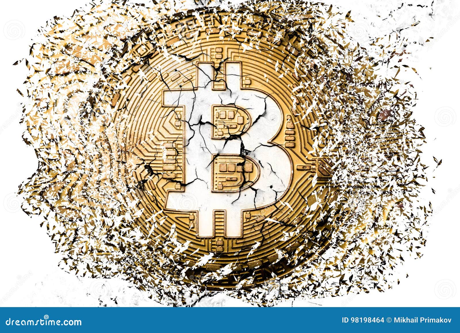 Bitcoin disintegration stock photo. Image of crypto, currency - 98198464