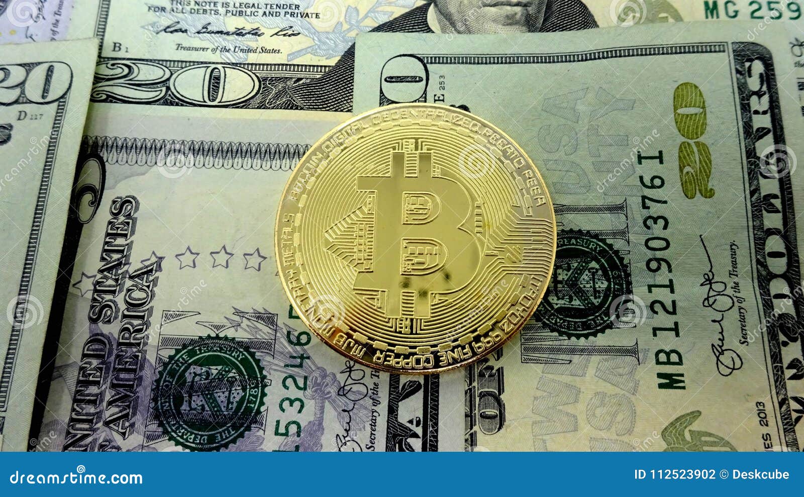 Bitcoin And Dollar Bills. Photo Image Composition Stock Photo - Image ...