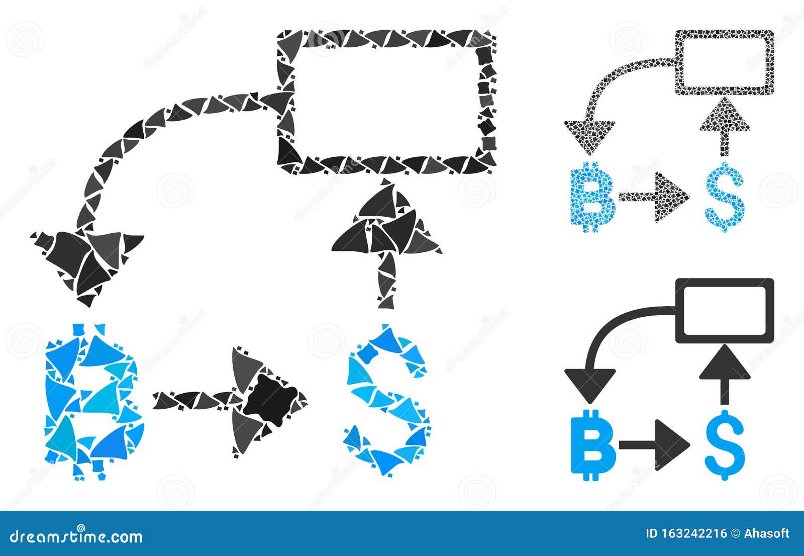Bitcoin Dollar Flow Chart Mosaic Icon of Raggy Pieces Stock ...