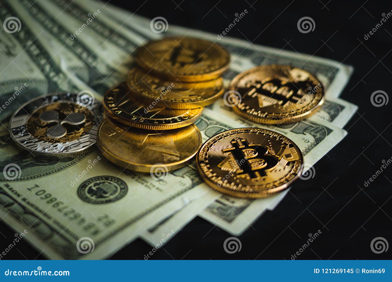 Bitcoin and dollar stock image. Image of payment, electronic - 121269145