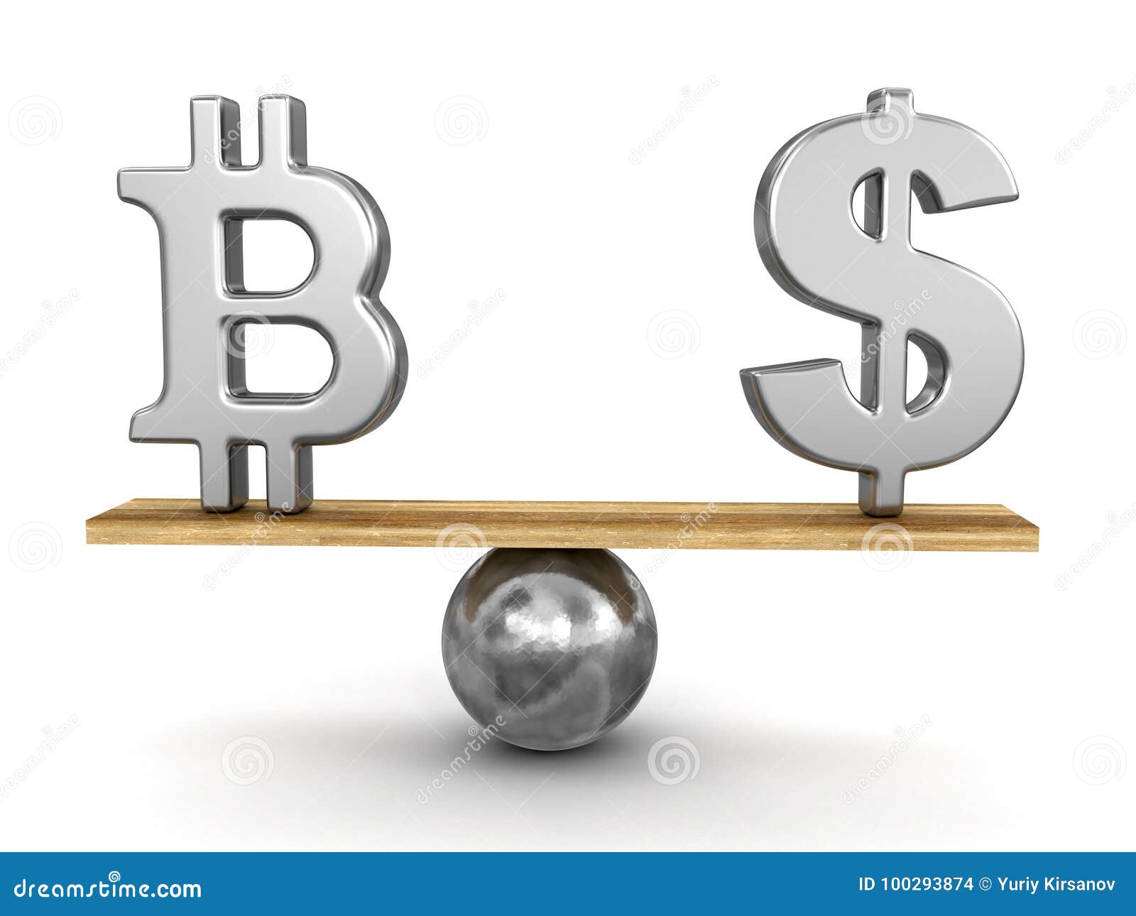 Bitcoin and Dollar Sign Balanced on Plank Stock Illustration ...