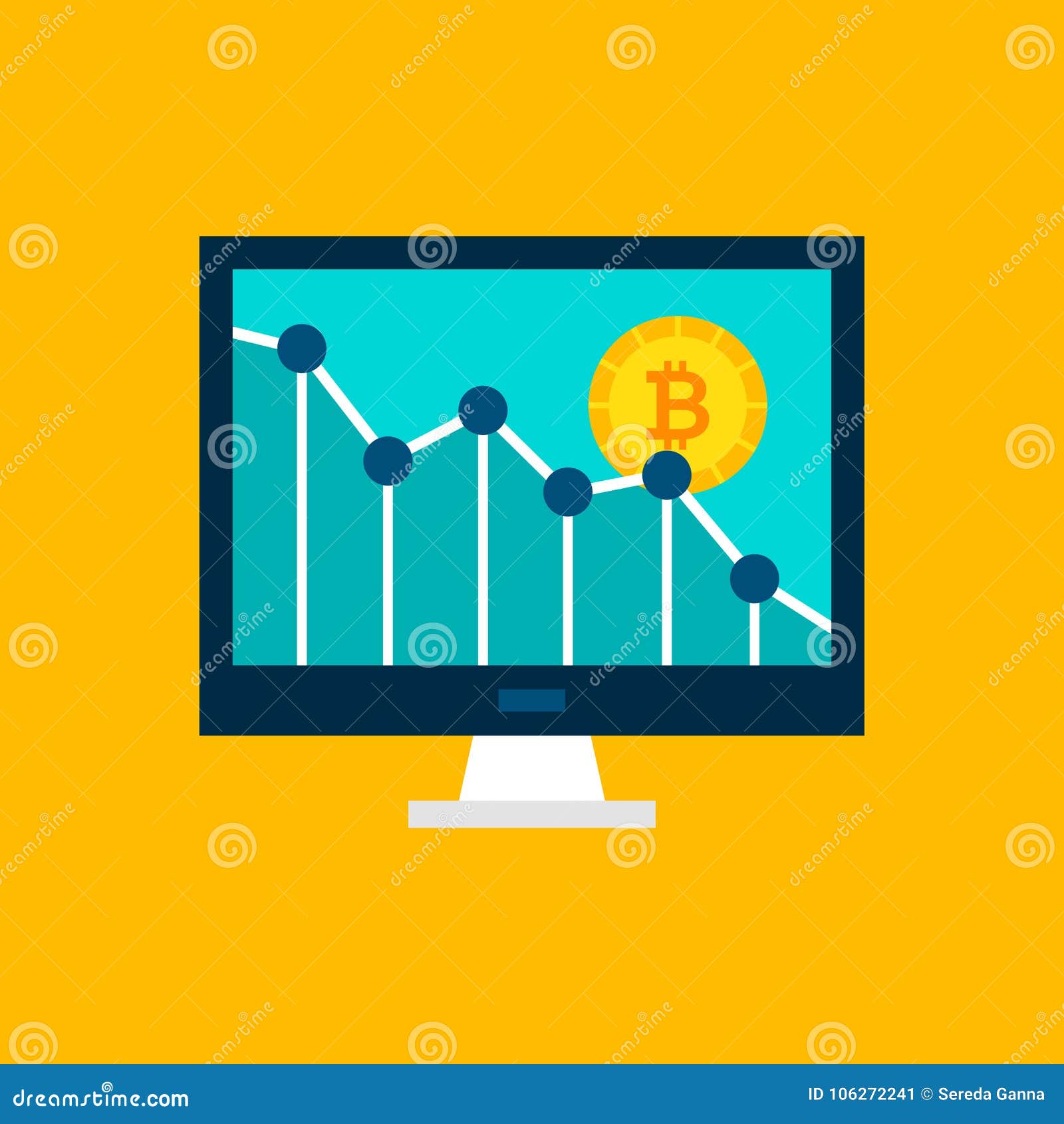 Bitcoin Down Arrow Thin Line Icon. Fall Bitcoin Vector Illustration ...