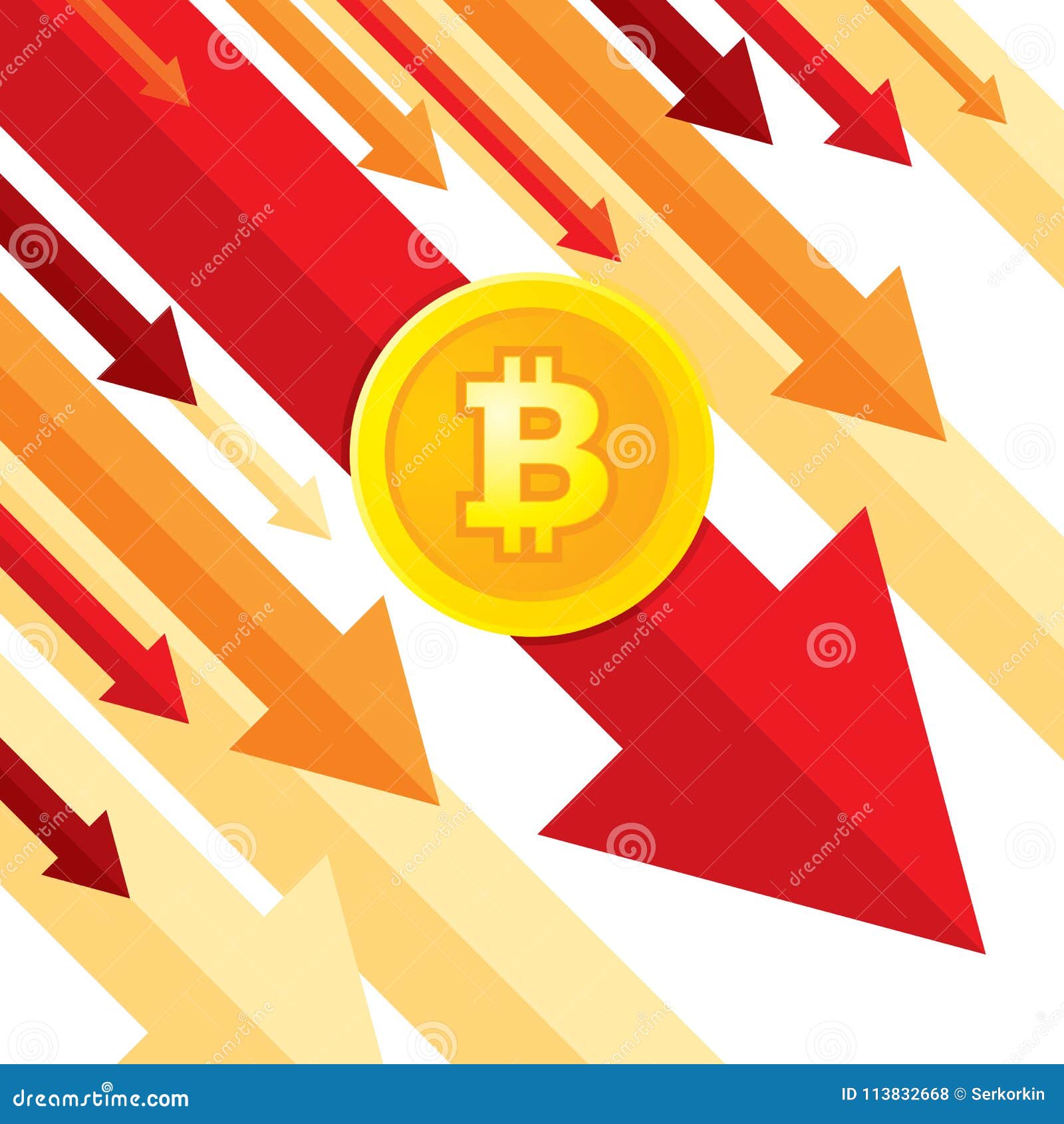 Bitcoin Down Arrow Line And Glyph Icon. Fall Bitcoin Vector Illustration Isolated On White ...