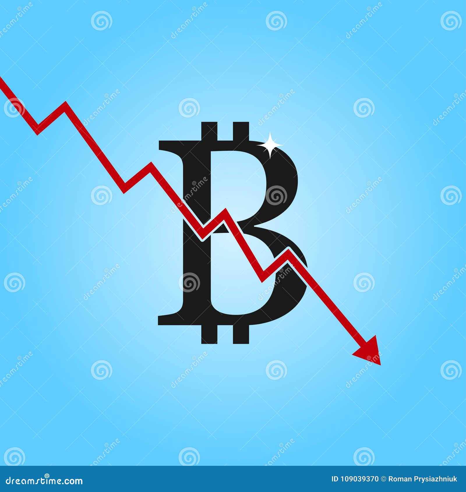 Bitcoin Drop Graph. Bitcoin Sign with Arrow Down. Concept of ...