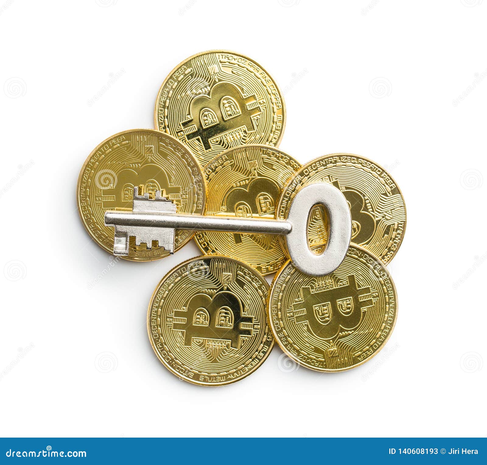Bitcoin e chave segura imagem de stock. Imagem de fechamento - 140608193