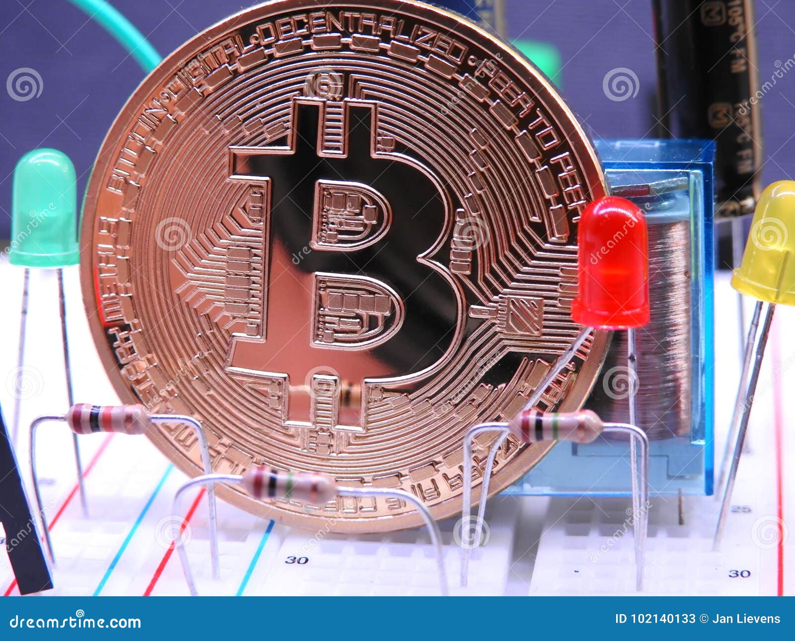 Bitcoin and Electronic Components Stock Image - Image of components ...