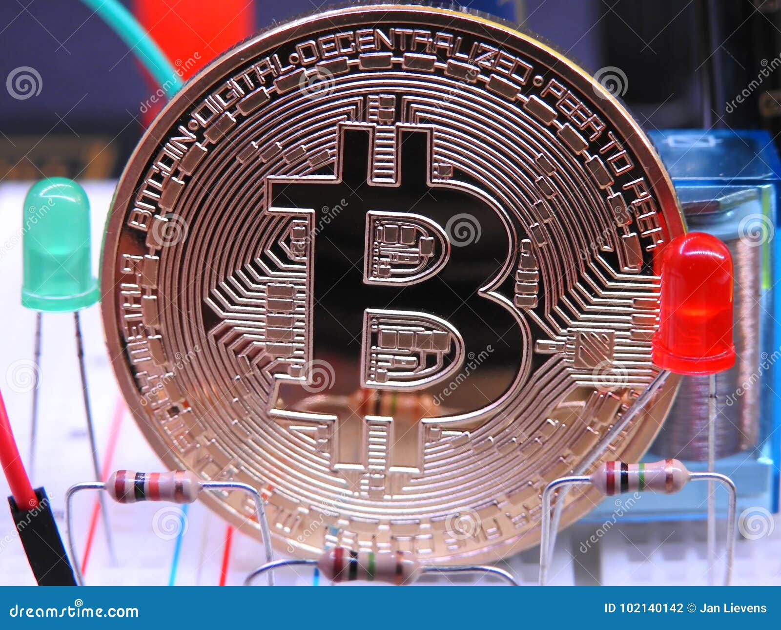 Bitcoin and Electronic Components Stock Photo - Image of board ...