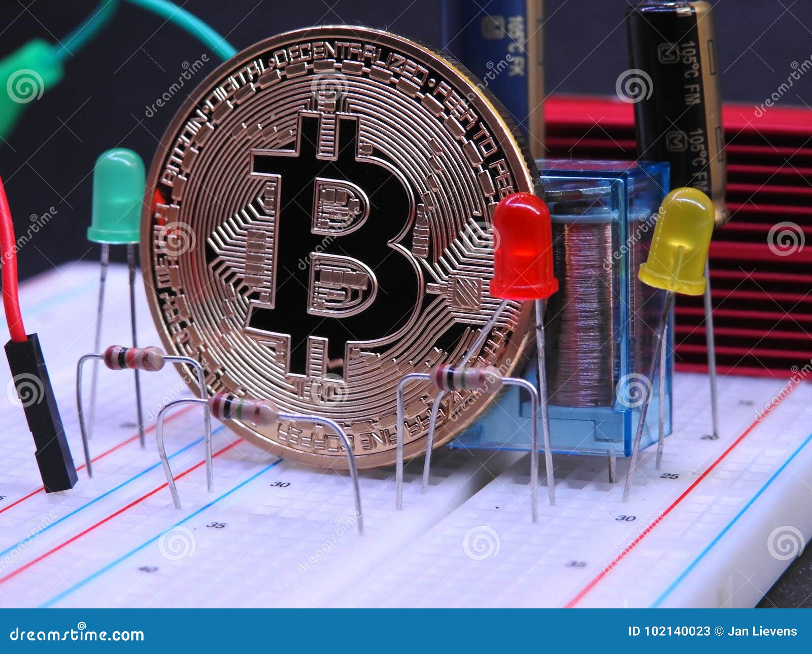 Bitcoin and Electronic Components Stock Image - Image of crypto ...