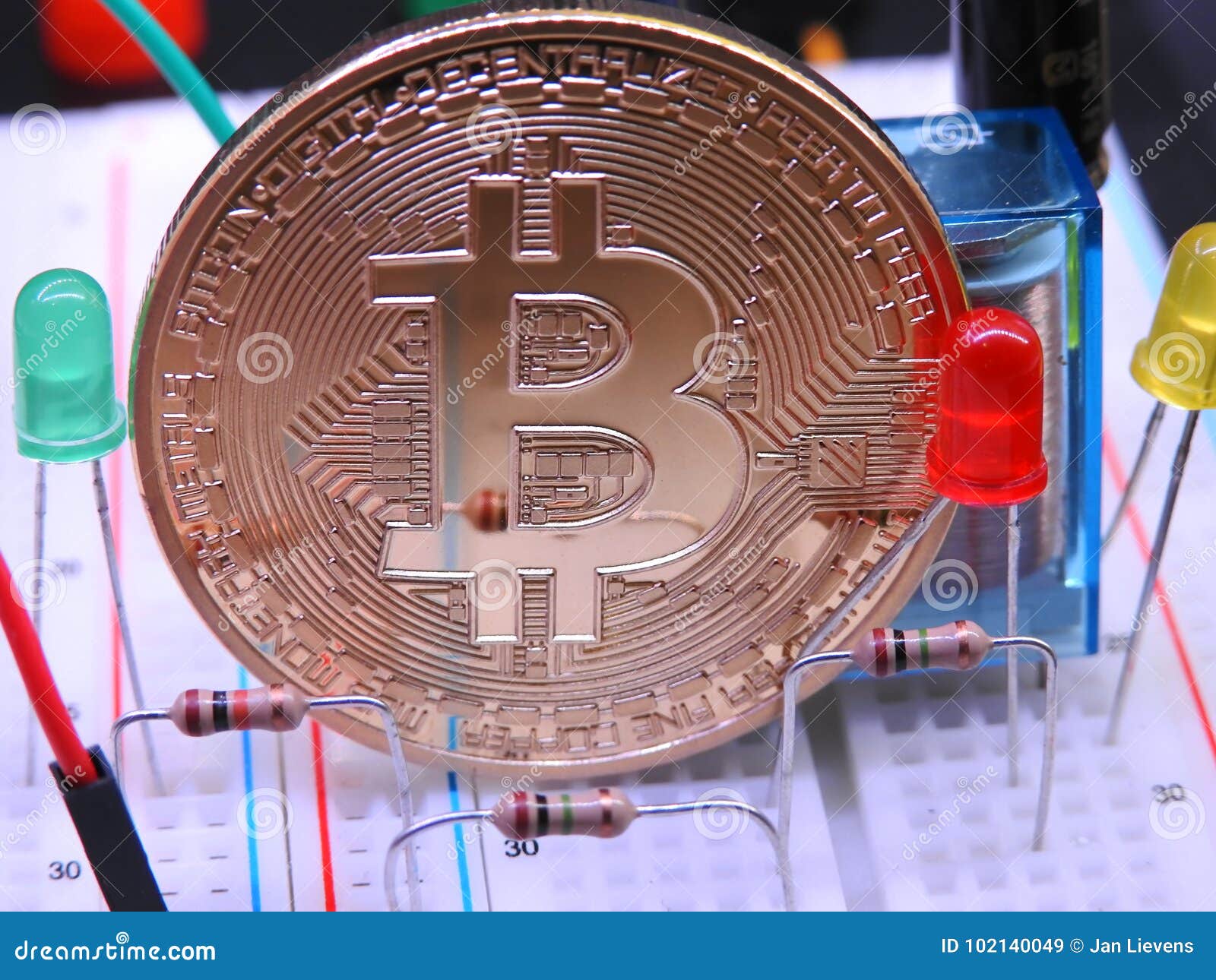 Bitcoin and Electronic Components Stock Image - Image of electronic ...