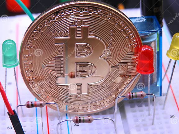 Bitcoin and Electronic Components Stock Image - Image of electronic ...