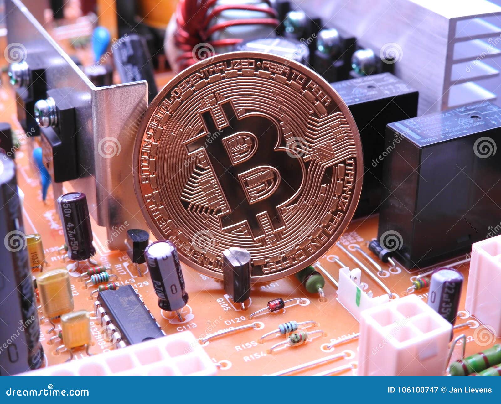 Bitcoin and a Lot of Electronic Parts Stock Image - Image of commerce ...