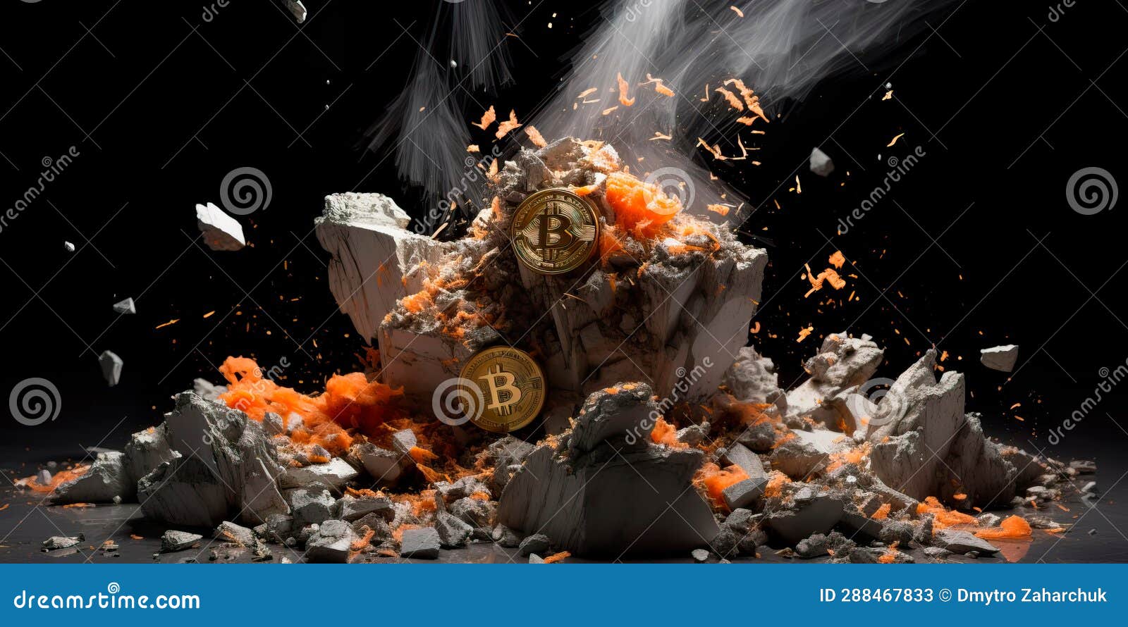 Bitcoin Elements, Such As the Logo, Transaction Blocks, and ...