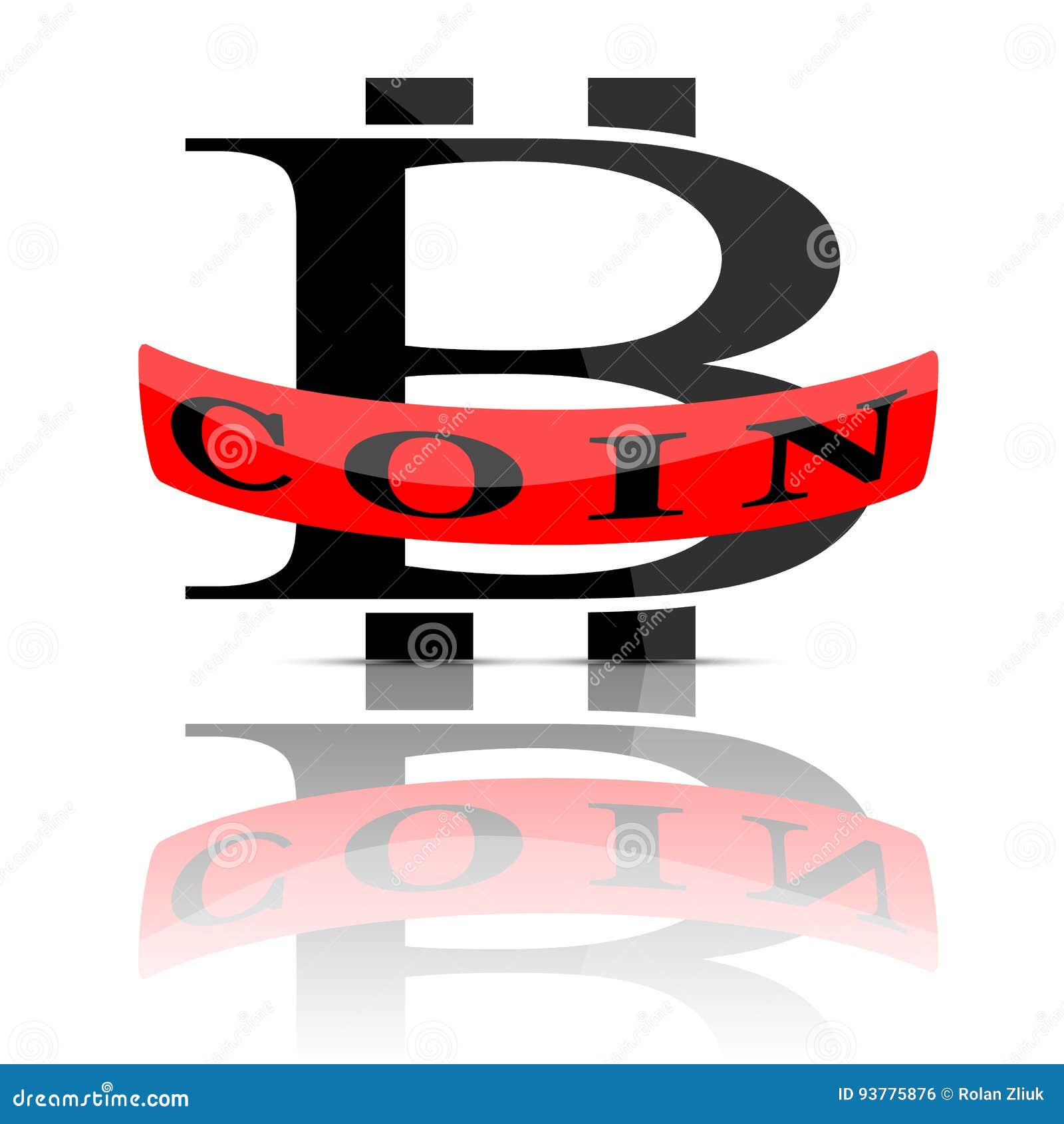 Bitcoin emblem on white stock vector. Illustration of symbol - 93775876