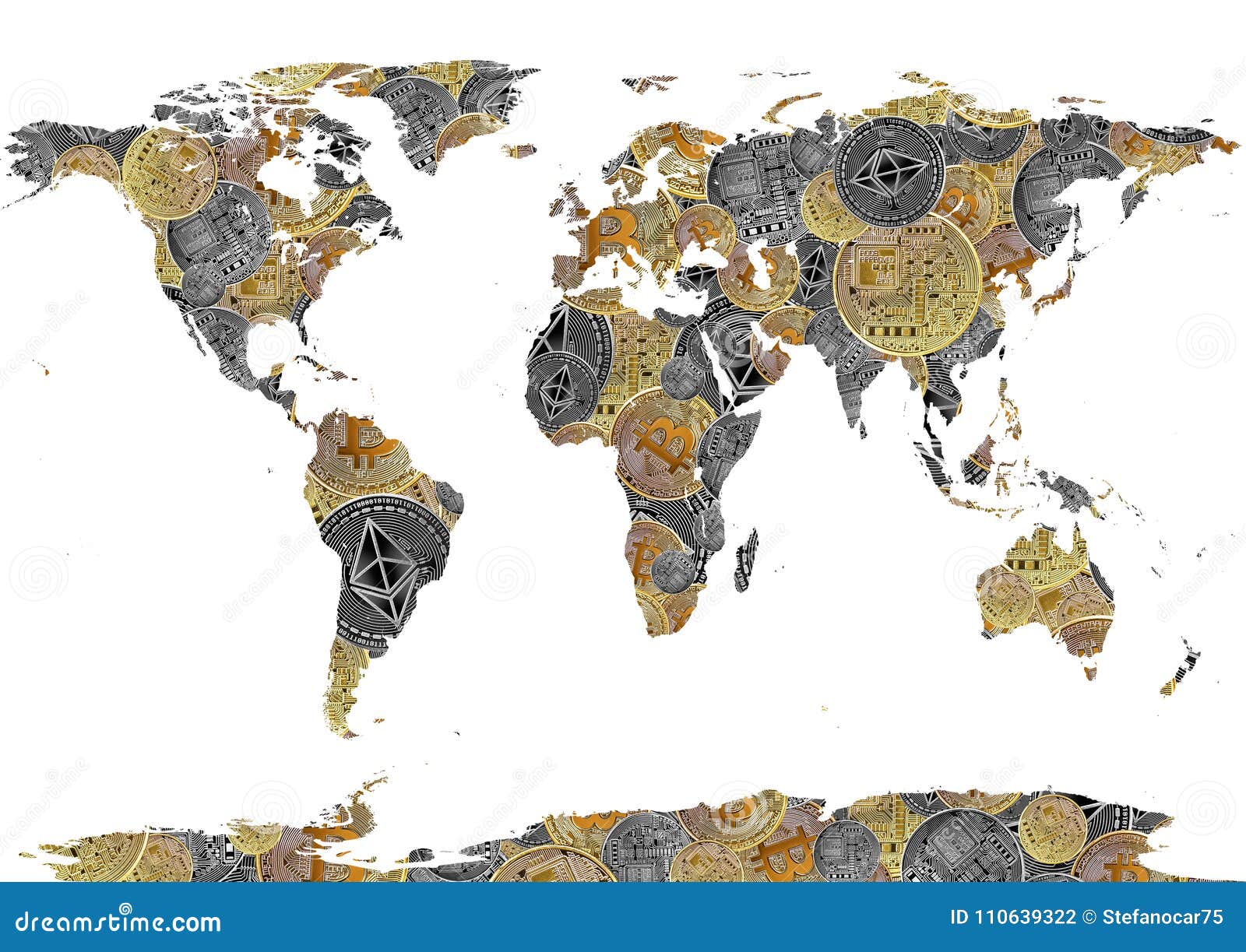 Bitcoin and Ethereum Background World Map As Concept of Global ... Bitcoin and Ethereum Background World Map As Concept of Global ...