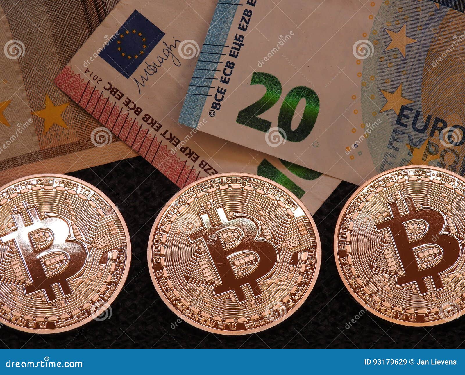 Bitcoin and Euro`s stock image. Image of speculation - 93179629