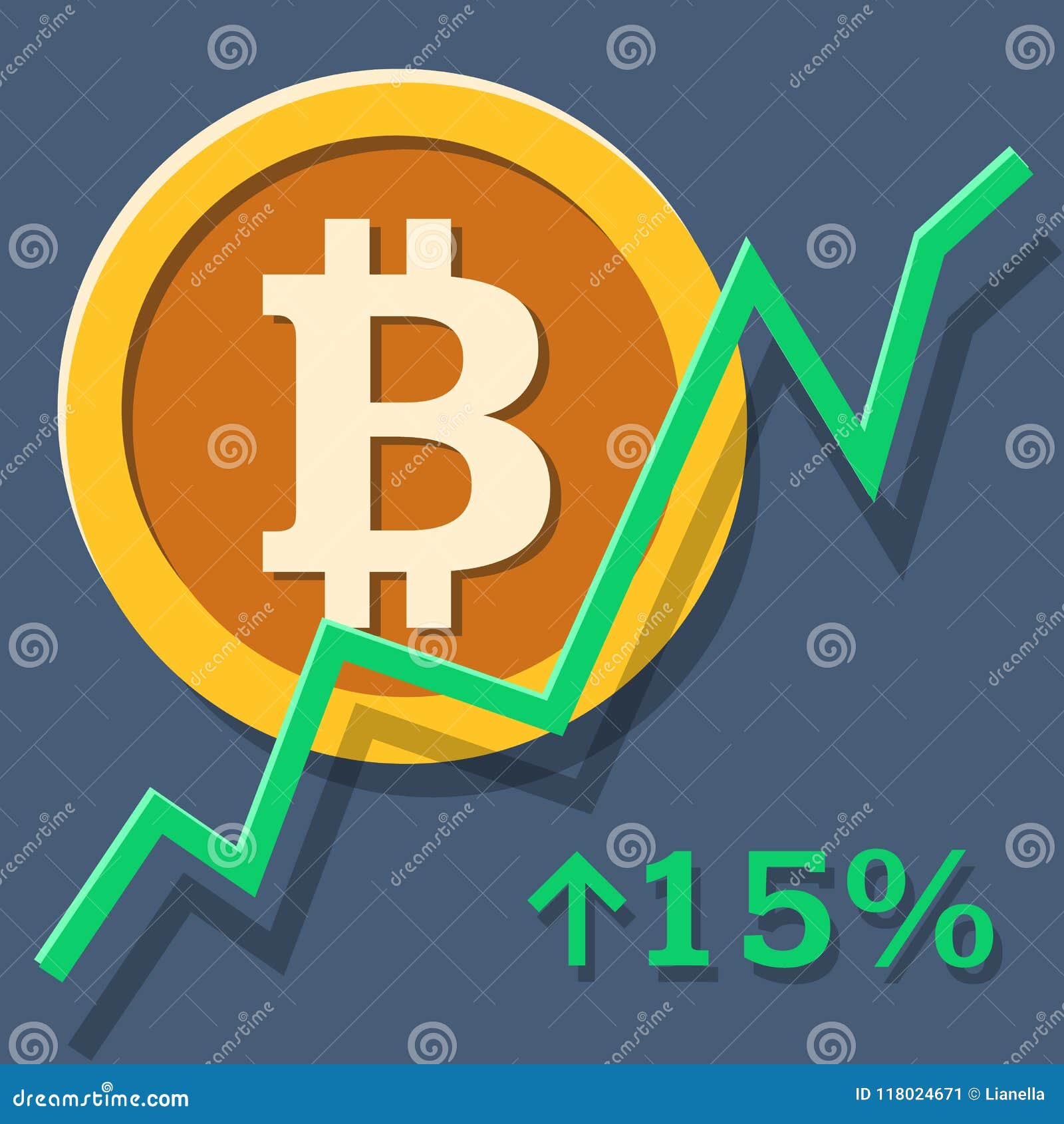 Bitcoin growth chart stock vector. Illustration of concept - 118024671