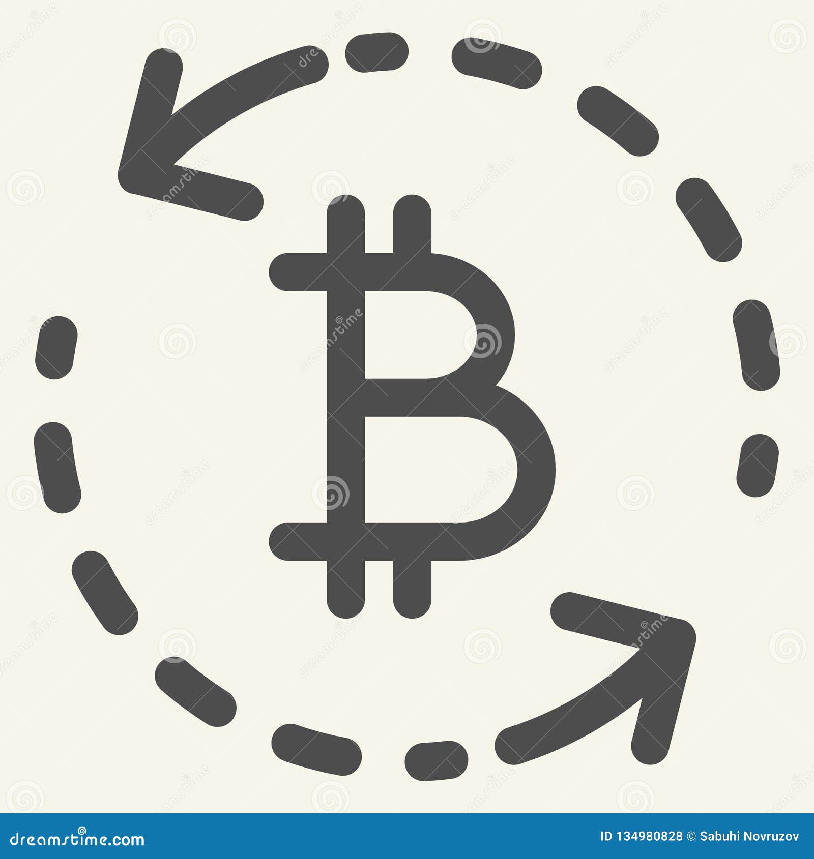 Bitcoin Exchange Solid Icon. Circle Arrows Bitcoin Vector Illustration Isolated on White Stock ...