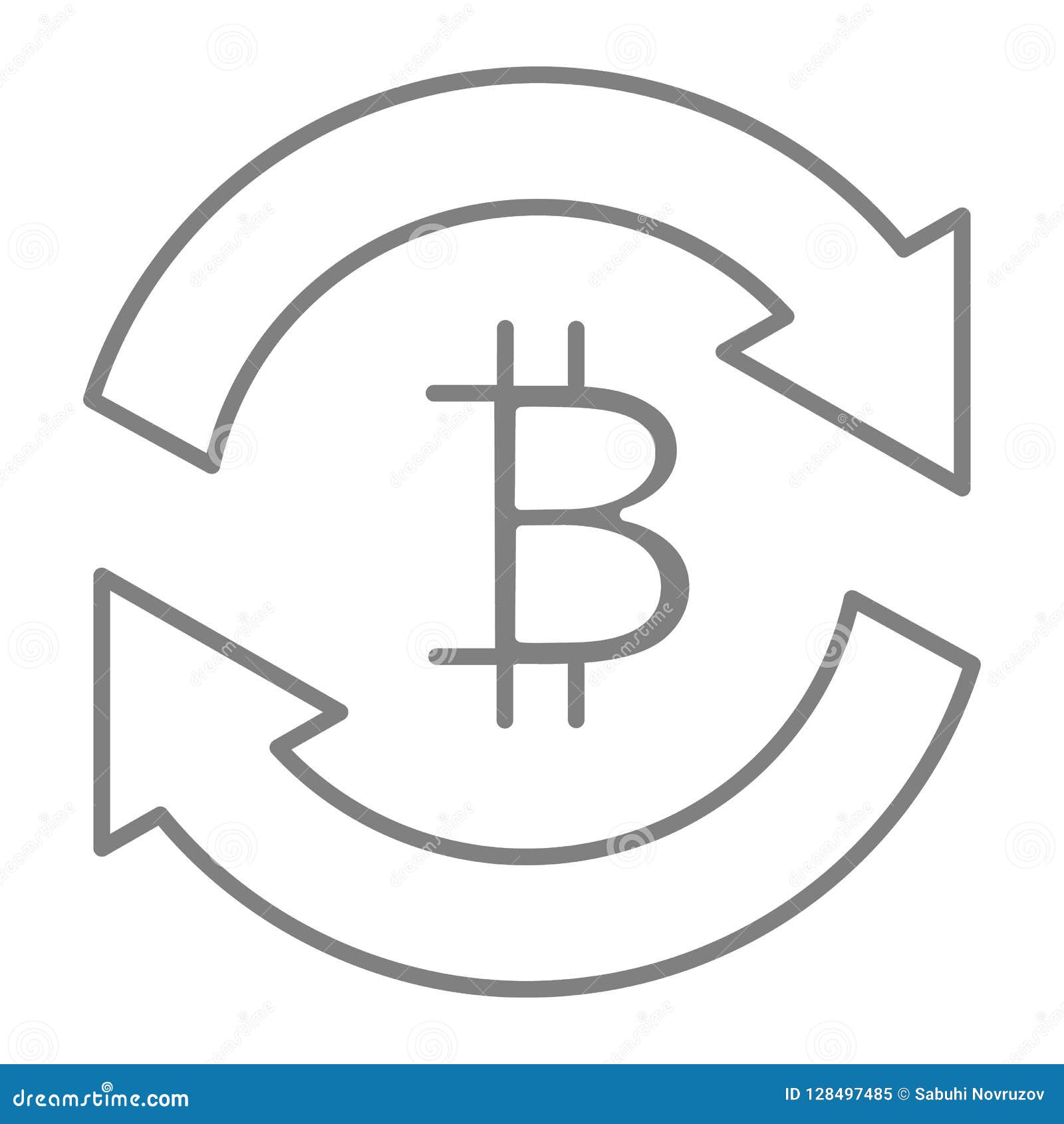 Bitcoin Exchange Thin Line Icon. Cryptocurrency Circulation Vector Illustration Isolated on ...