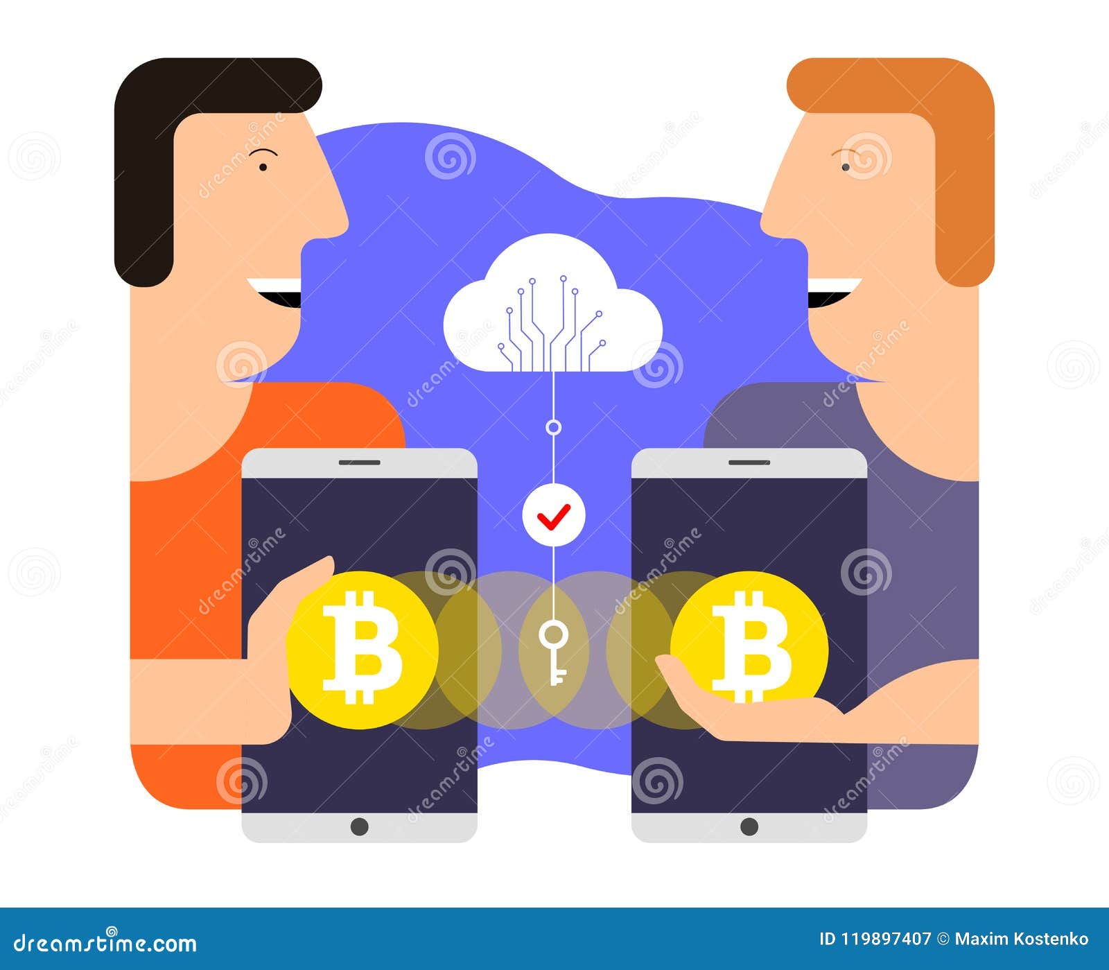 Bitcoin Exchange and Transfer. Cryptocurrency Technology Concept ...