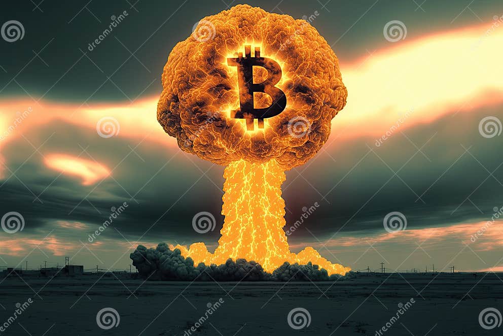 Bitcoin Exploding in Nuclear Explosion Stock Illustration ...