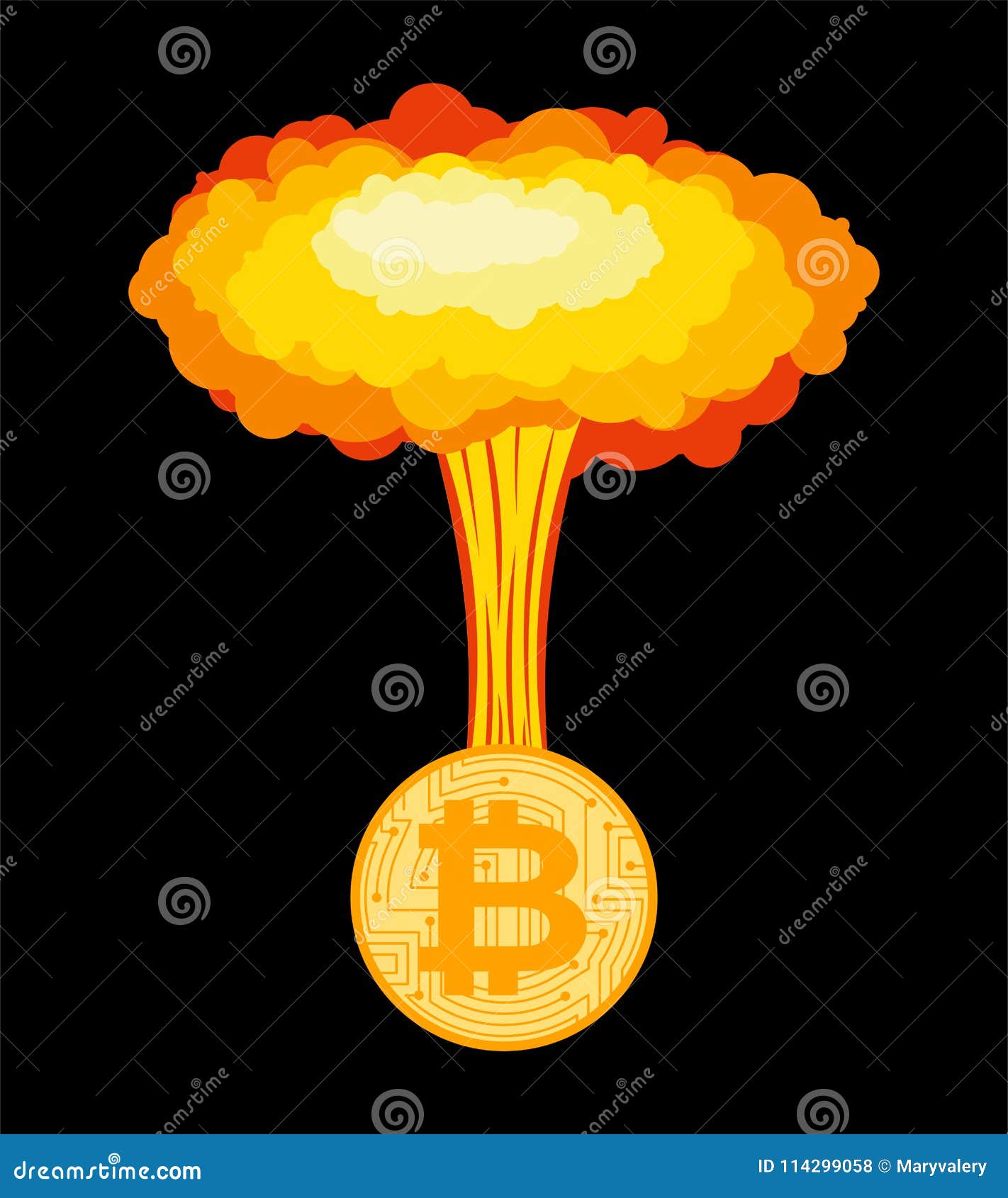 Bitcoin Explosion. Big Cloud of Crypto Currency. Stock Vector ...