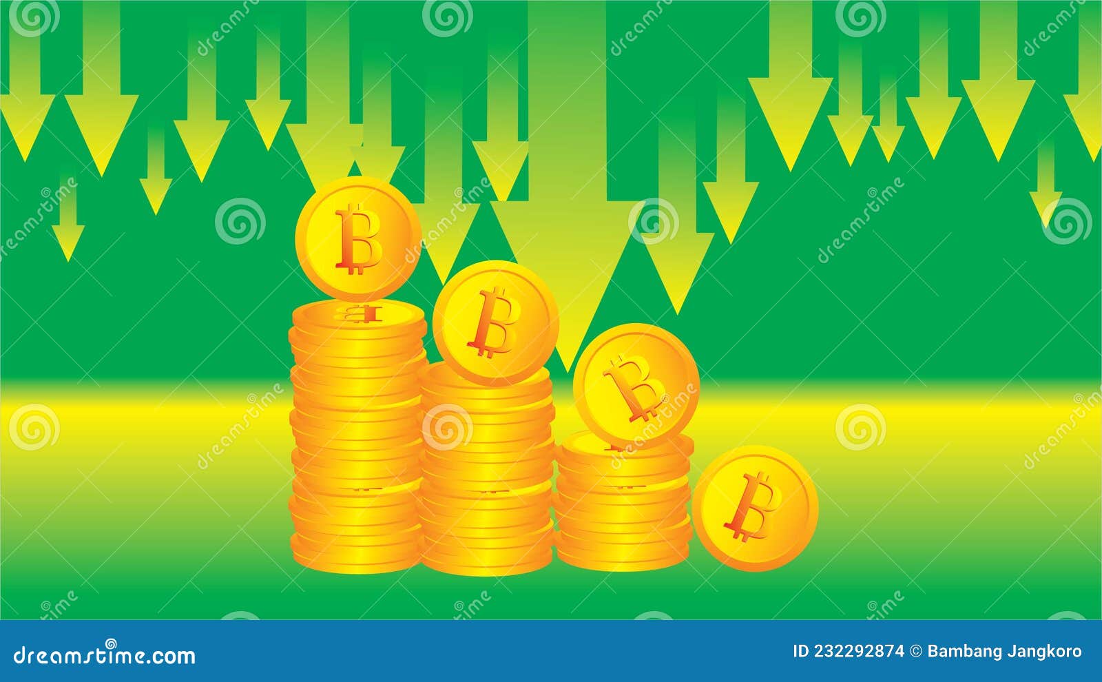 Bitcoin Fall. Cryptocurrency Decline Graph in Flat Style Stock Vector ...