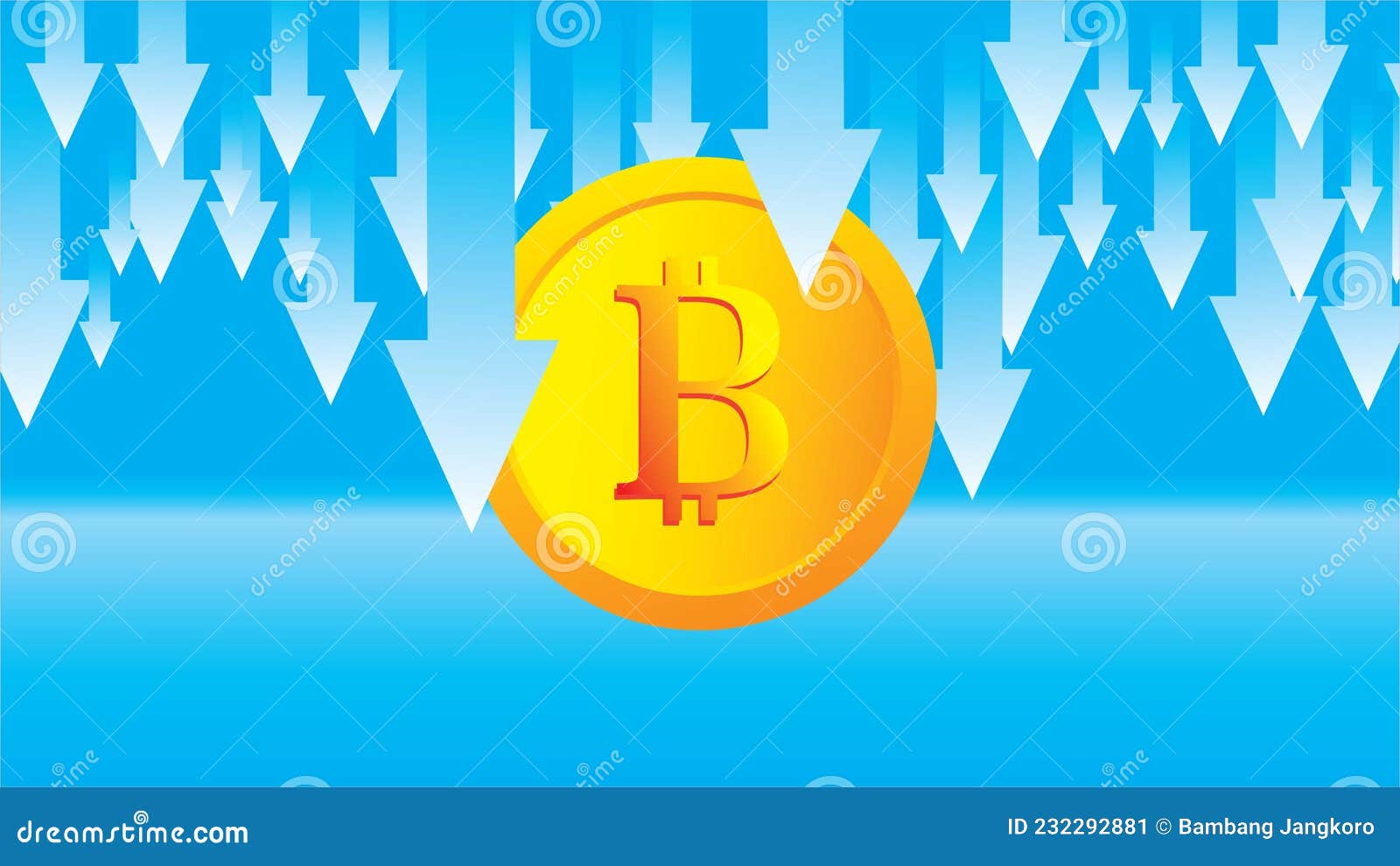 Bitcoin Fall Cryptocurrency Decline Graph In Flat Style Stock Vector