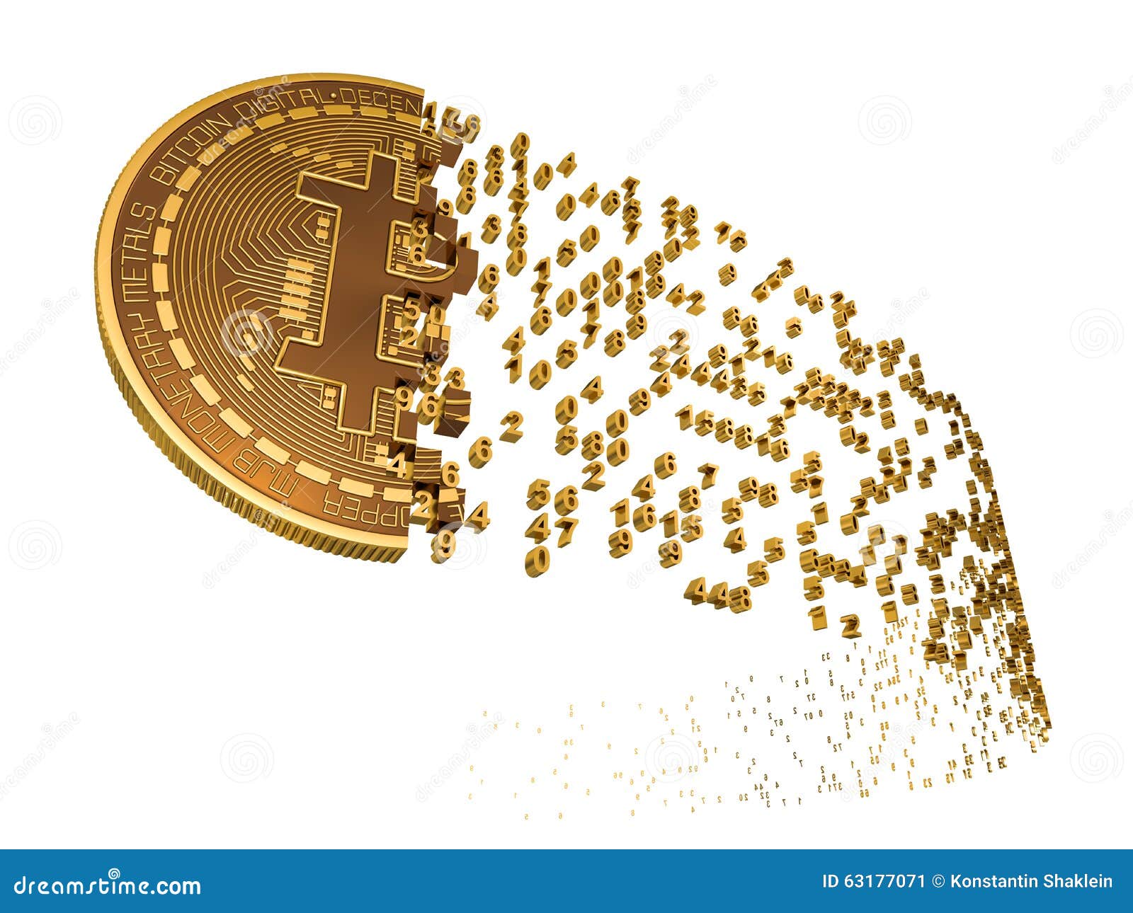 Bitcoin Falling Apart To Digits Stock Illustration - Illustration of ...