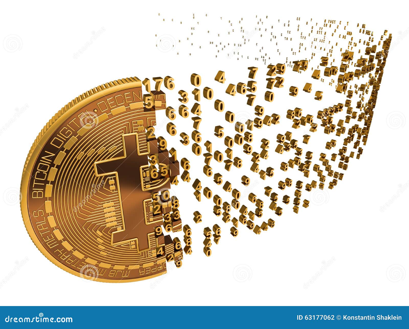 Bitcoin Falling Apart To Digits on White Stock Illustration ...