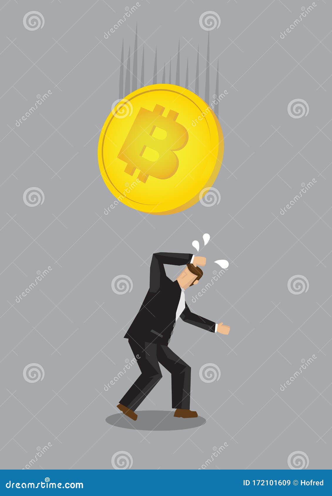 Bitcoin Falling Down on a Businessman Stock Vector - Illustration of ...