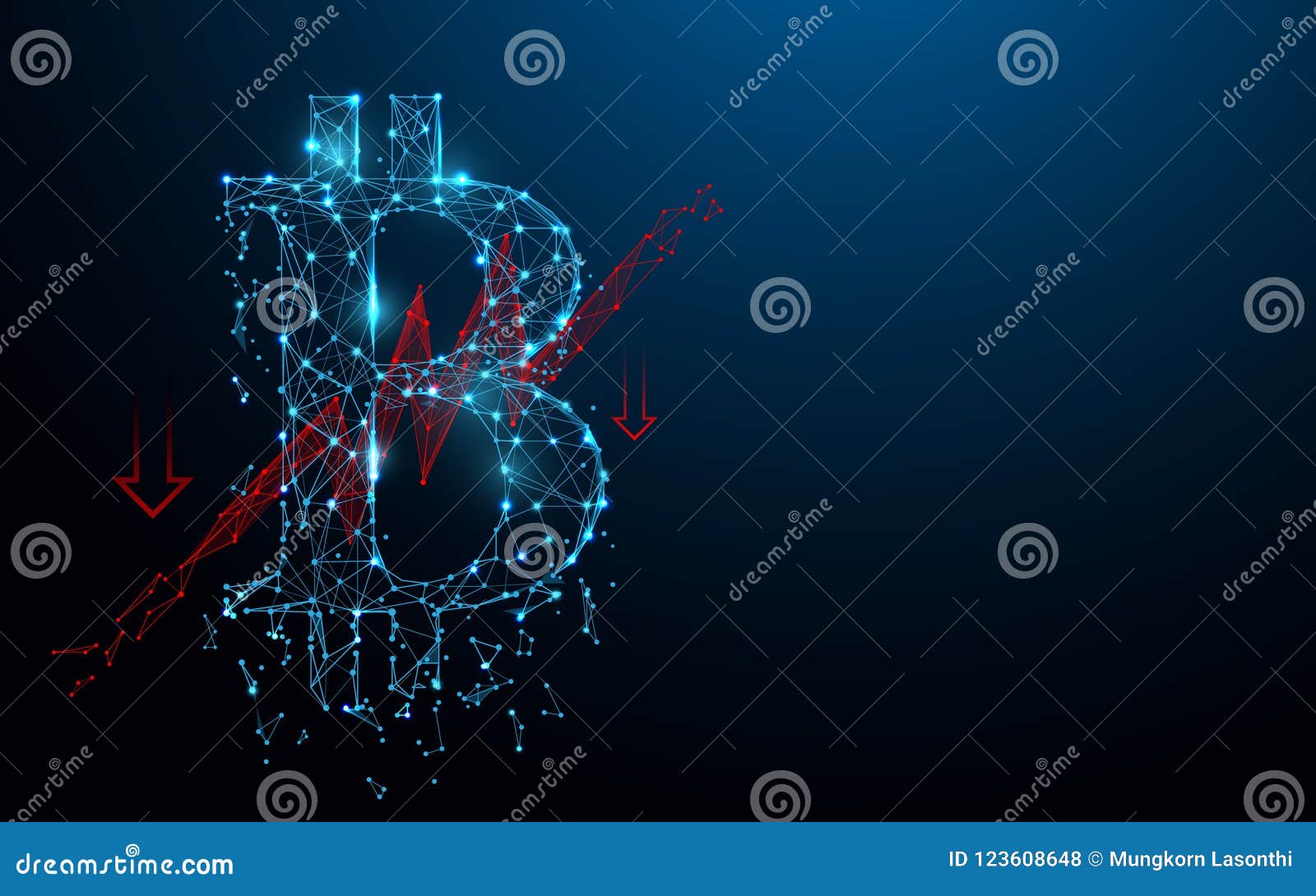 Bitcoin is Falling Down Form Lines; Triangles and Particle Style Design ...