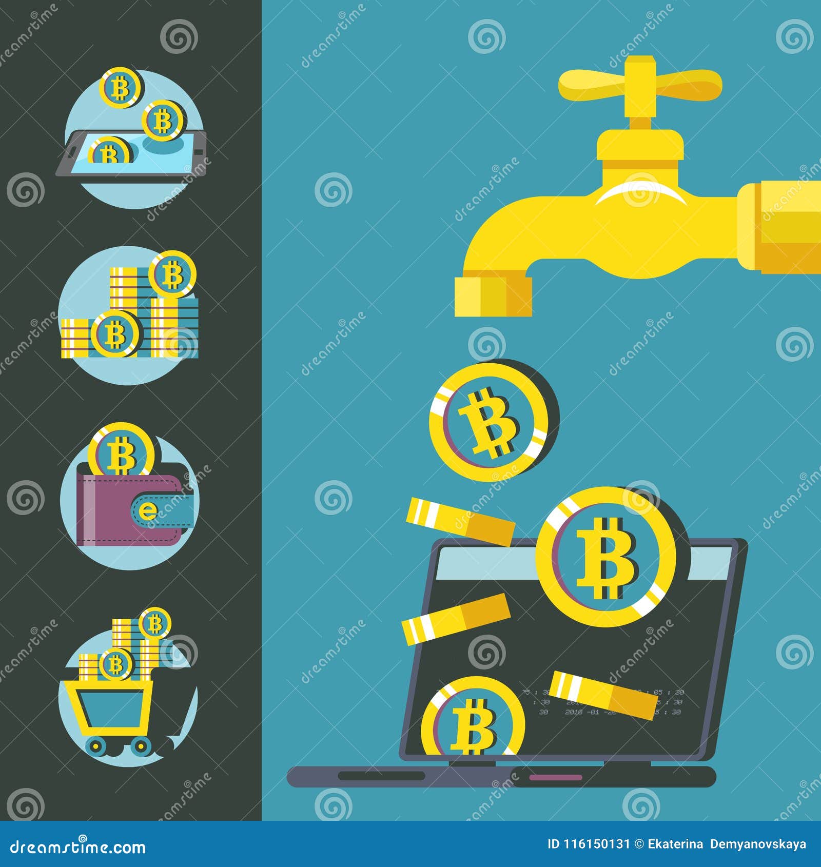 Bitcoin Mining. Vector Illustration. Bitcoin Faucet. Stock Vector ... Bitcoin Mining. Vector Illustration. Bitcoin Faucet. Stock Vector ...