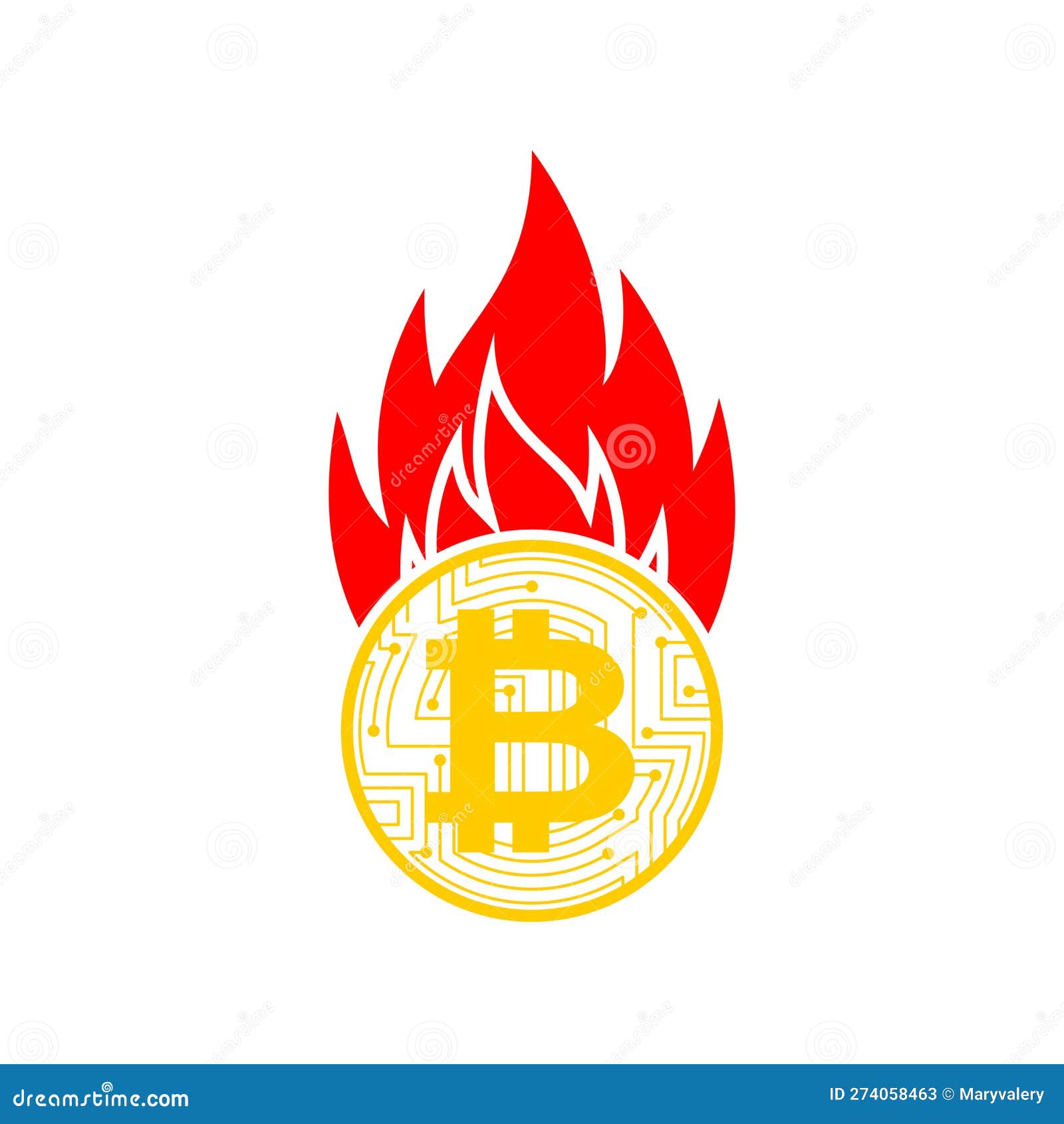 Bitcoin is on Fire. Cryptocurrency Burns Stock Vector - Illustration of ...